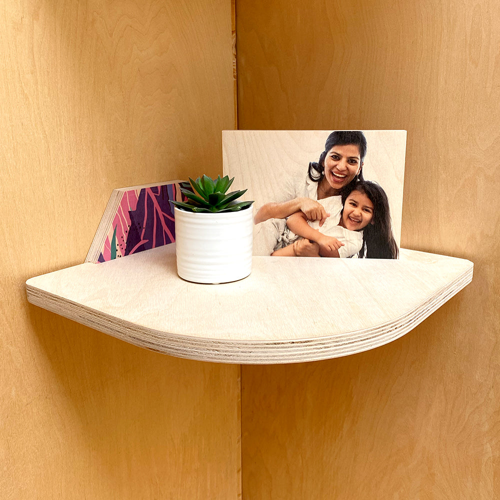 Corner Floating Wall Shelf | Wood Corner Shelves